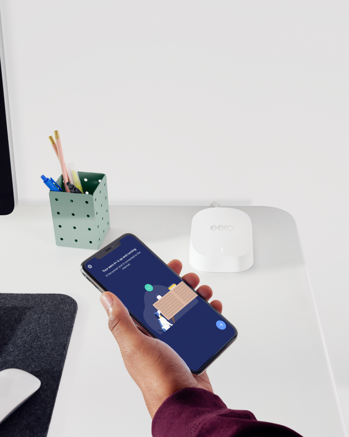 eero system being set up